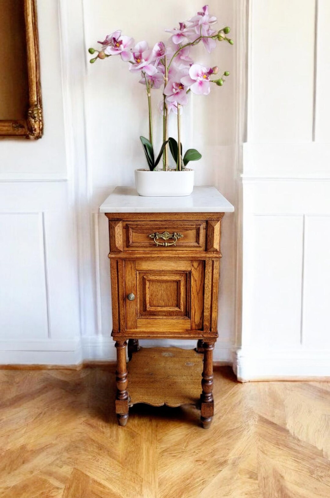 Antique French Marble Top Victorian Nightstand, Art Deco Side Table ...