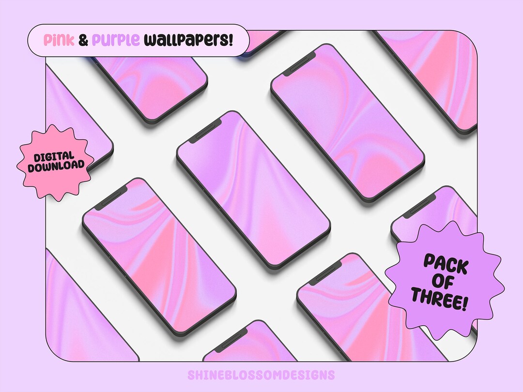 Pink Purple Aesthetic Phone Wallpapers Colorful Lock Screen - Etsy