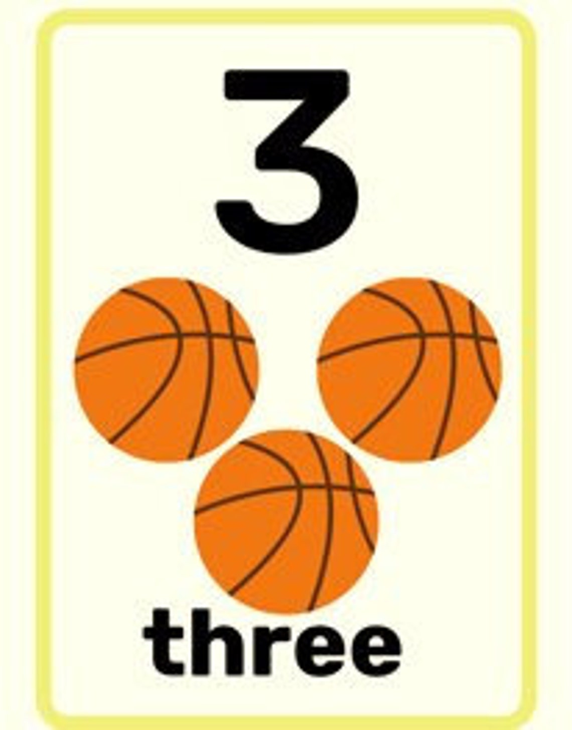 Numbers With Basketballs Flash Cards - Etsy