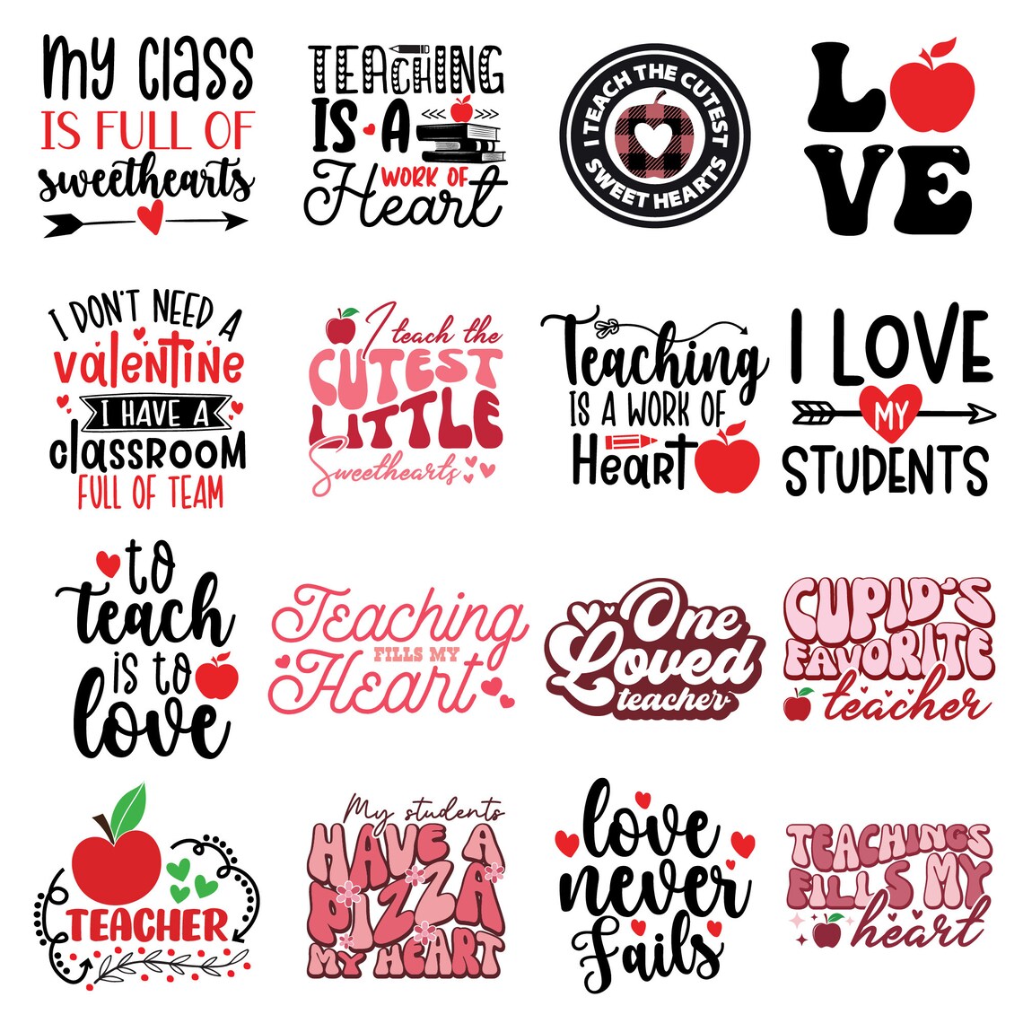 Teacher Valentine SVG Bundle, Teachers Love Rainbow Svg, Teaching ...