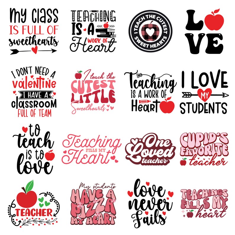 Teacher Valentine SVG Bundle, Teachers Love Rainbow Svg, Teaching ...