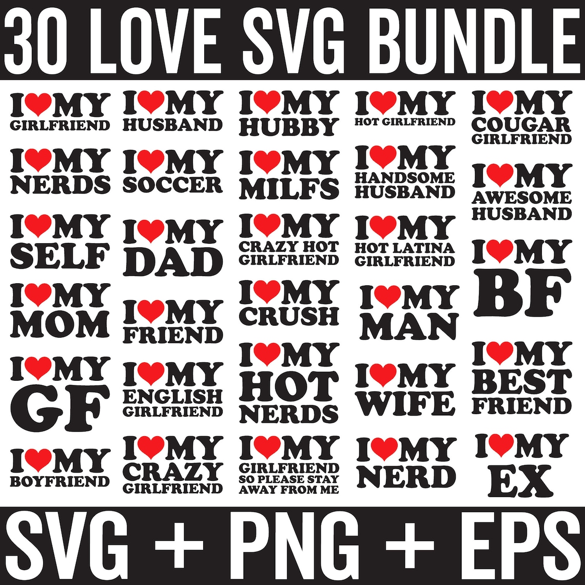 Love Svg Bundle, I Love My Girlfriend Svg, Gf I Heart My Girlfriend ...