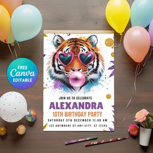 Party Animals Birthday Invitation, Tiger Jungle Theme, Safari Party ...