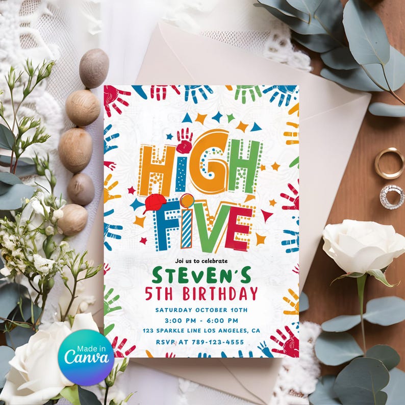 High Five Birthday Invitation, Instant Download High Five Invitations ...