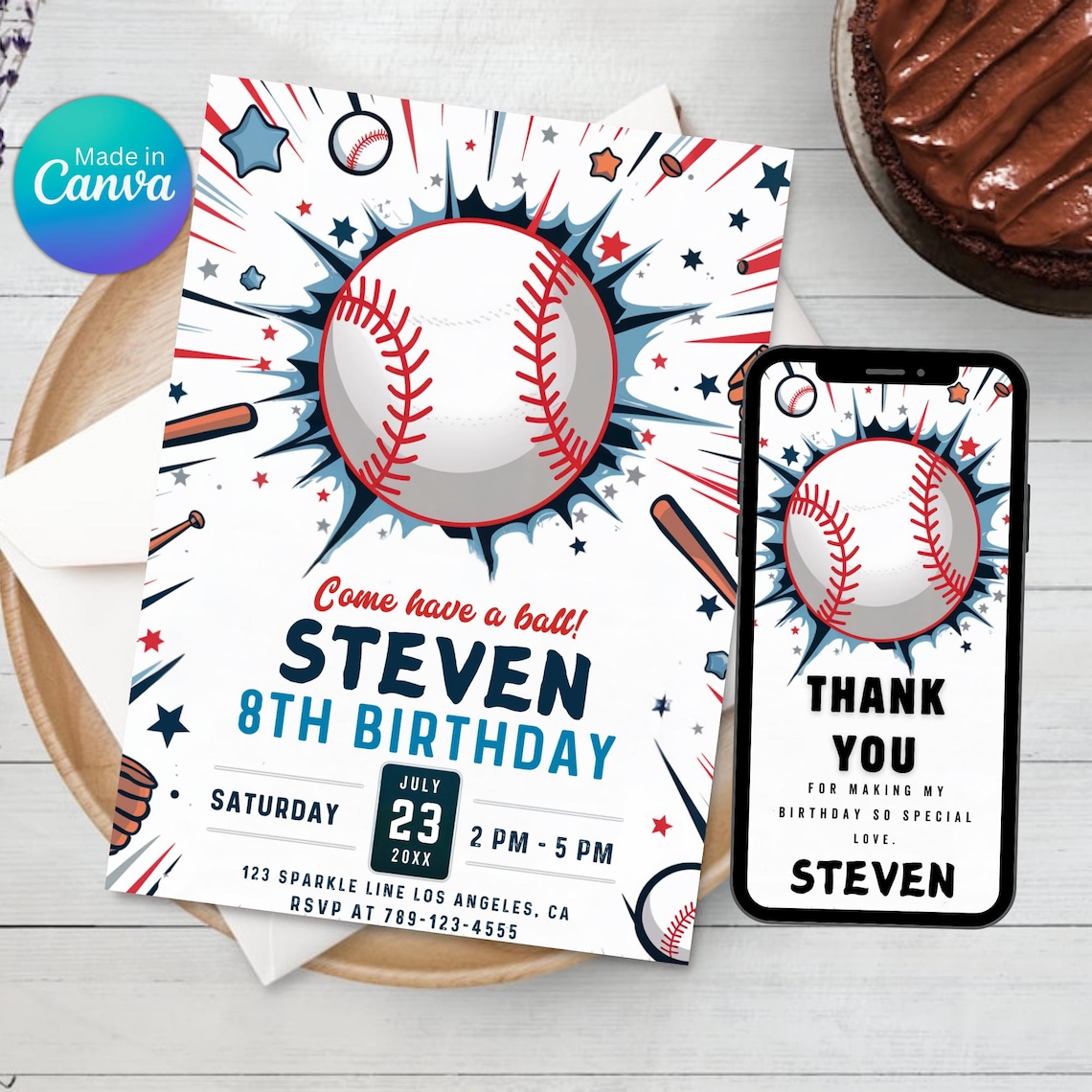 Editable Baseball Birthday Invitation, Baseball Party Invites, Instant ...