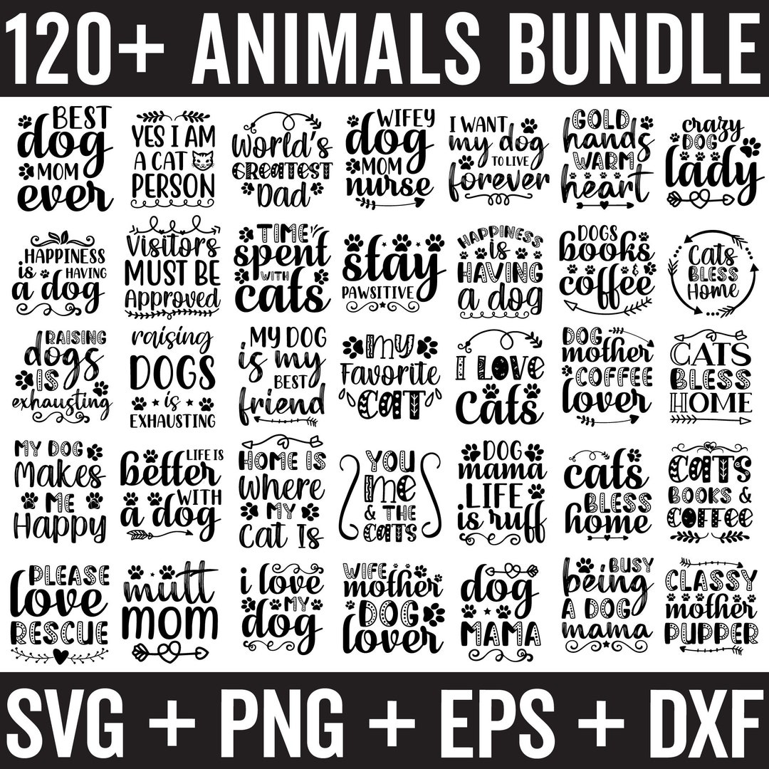 Animals Svg Bundle, Pets Svg Bundle, Dogs Png, Animals Png Svg, Pets ...