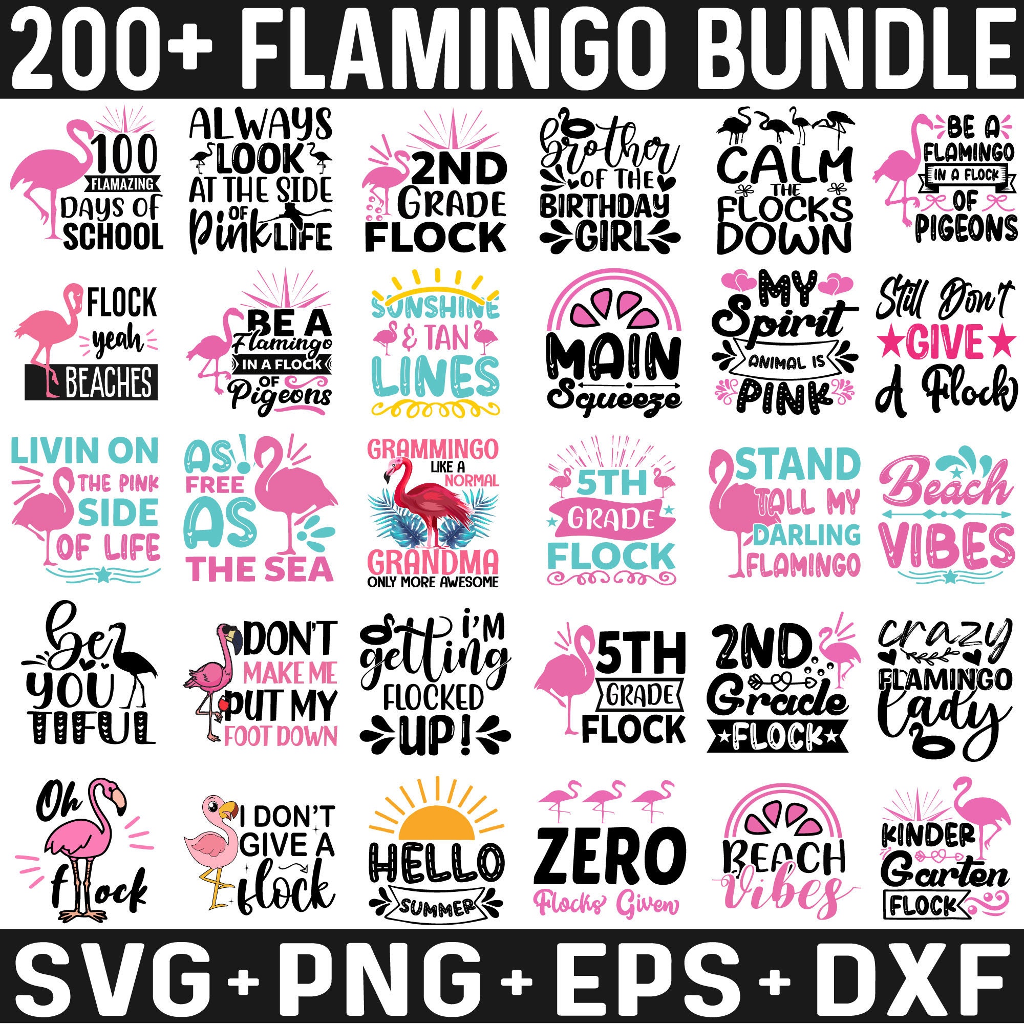 Flamingo Svg Bundle, Flamingo Svg Files for Cricut, Summer Flamingo ...