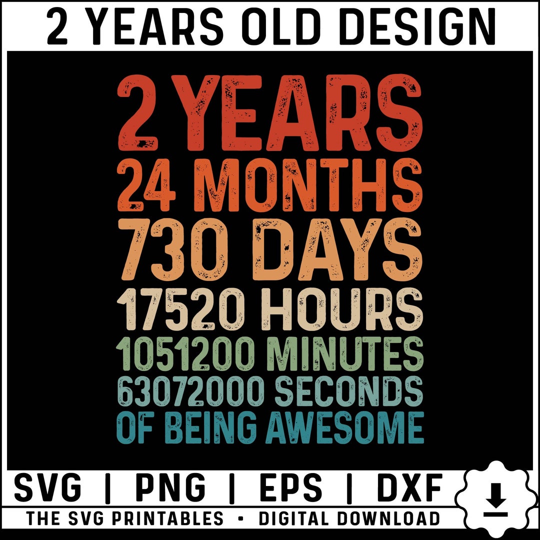 Second Birthday Svg Boy, 2 Years Old Svg, 24 Months Two Years Svg, 2 ...