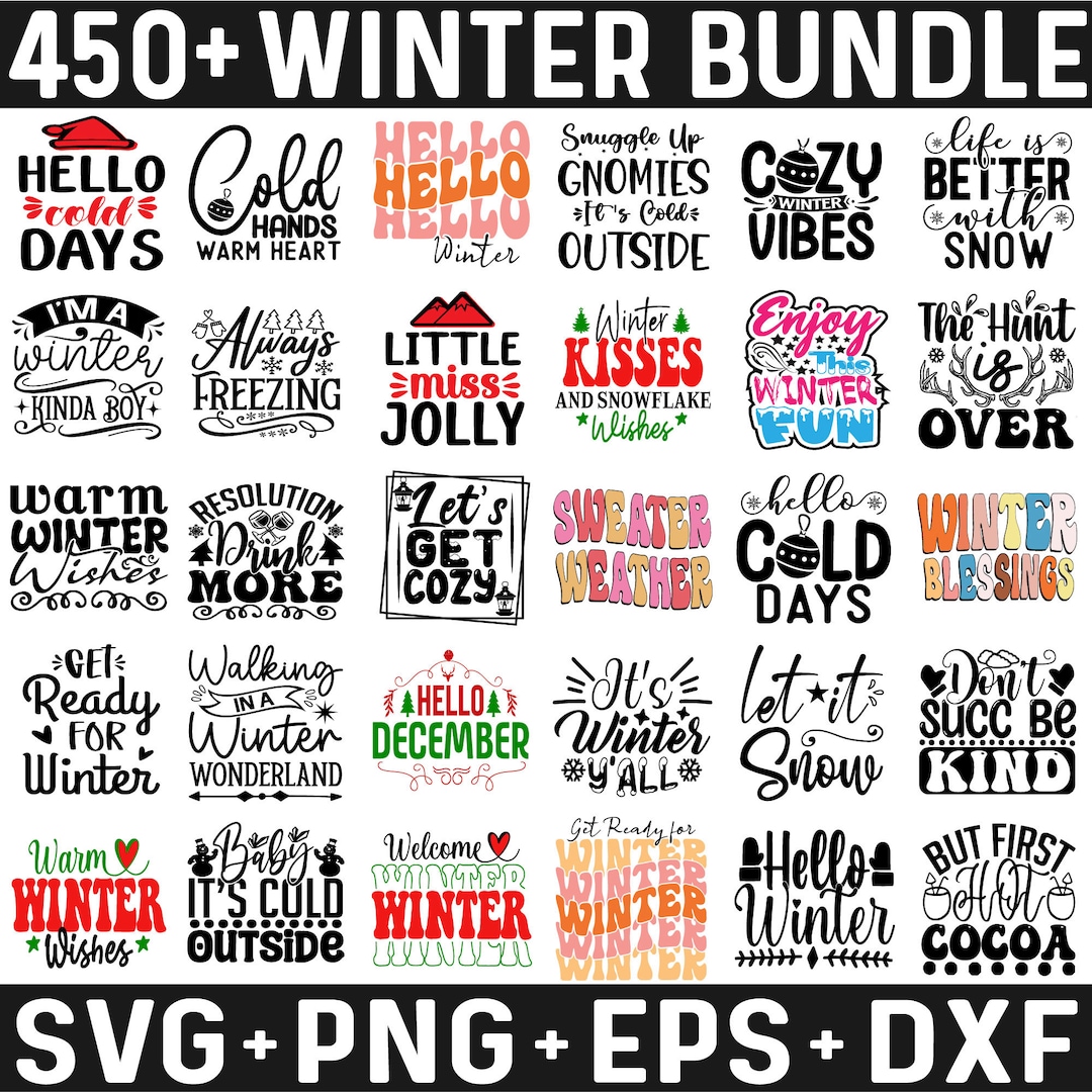 Winter Svg Bundle, Winter Svg Png for T Shirt, Winter Svg Designs, Winter Png Files, Winter Png ...