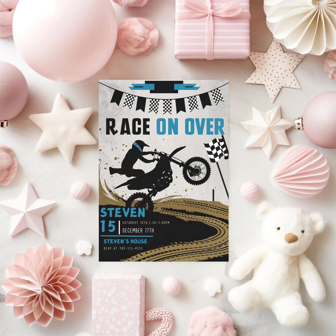 Editable Motorbike Invitation, Dirt Bike Invites, Motorbike Invitation ...