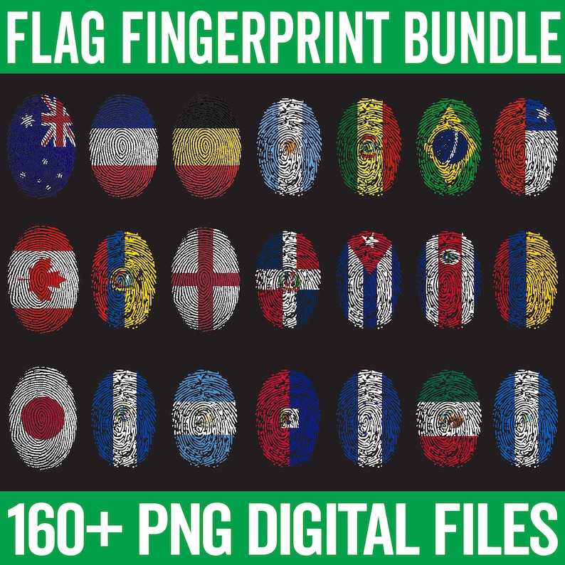 Countries Flag Fingerprint Clipart Png Bundle, Flag Fingerprint PNG ...