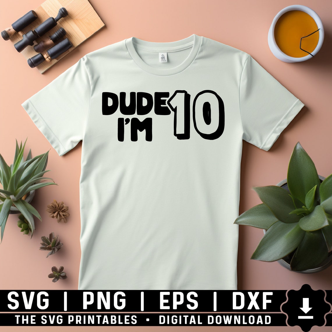 Dude I'm 10 Svg Png, 10th Birthday Svg, Tenth Birthday Svg, Bro I'm 10 ...