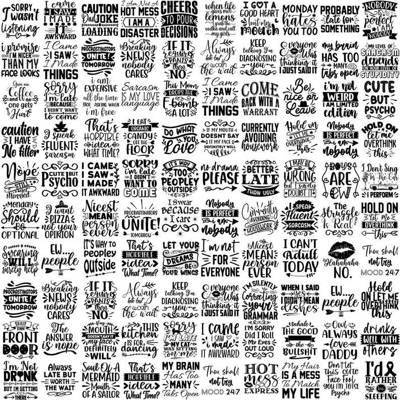 Funny Quotes Bundle PNG Svg, Funny Svg Bundle Png, Funny Quotes Png ...