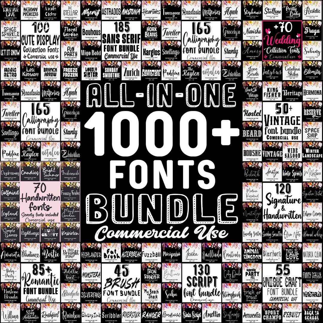 1000 Fonts Bundle, Script Fonts, Craft Fonts Pack, Handwritten Fonts ...