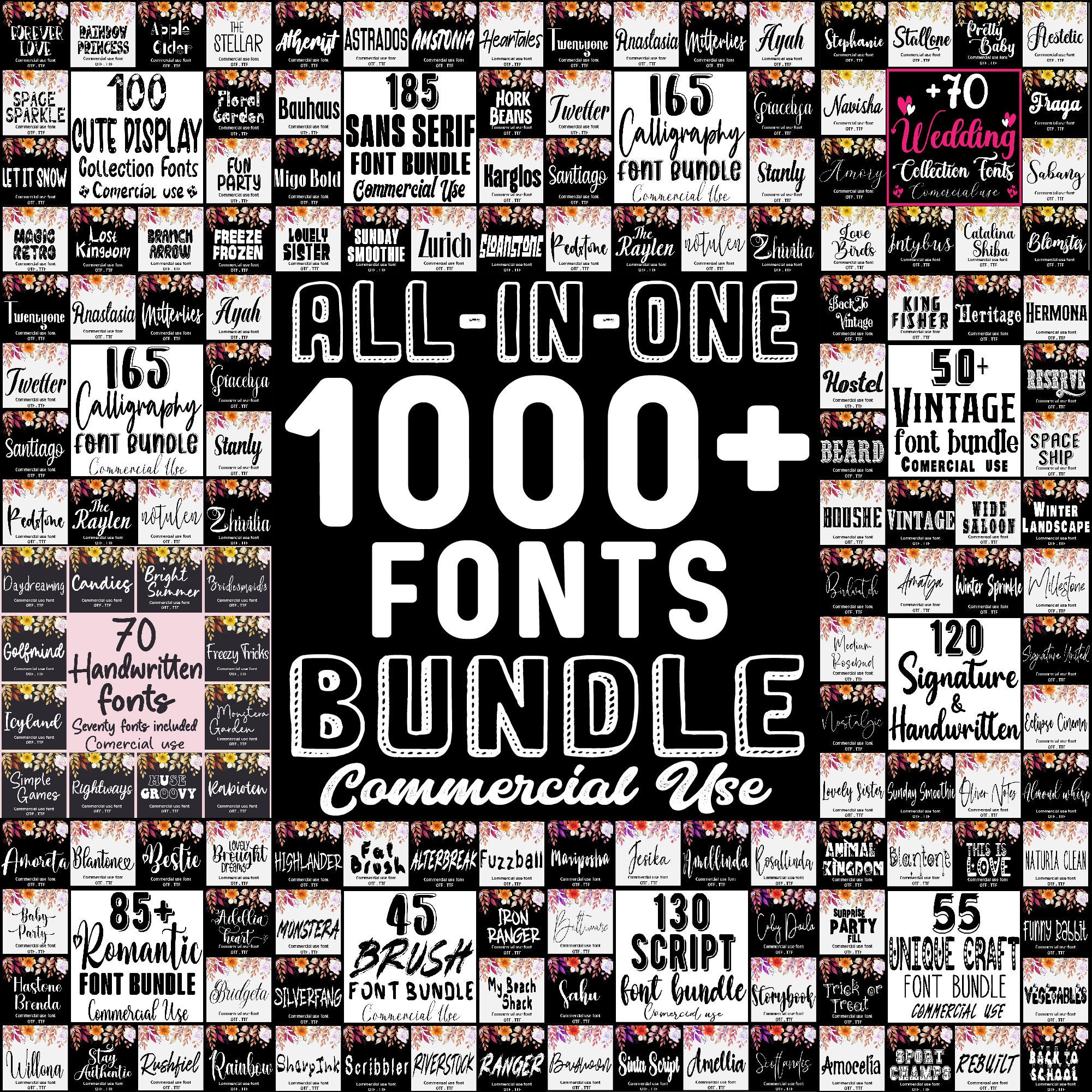 1000 Fonts Bundle, Script Fonts, Craft Fonts Pack, Handwritten Fonts, Serif Typeface, Procreate ...