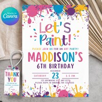 8th Rainbow Paint Splash Printable Birthday Invitation Editable ...