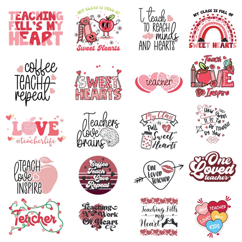 Teacher Valentine SVG Bundle, Teachers Love Rainbow Svg, Teaching ...