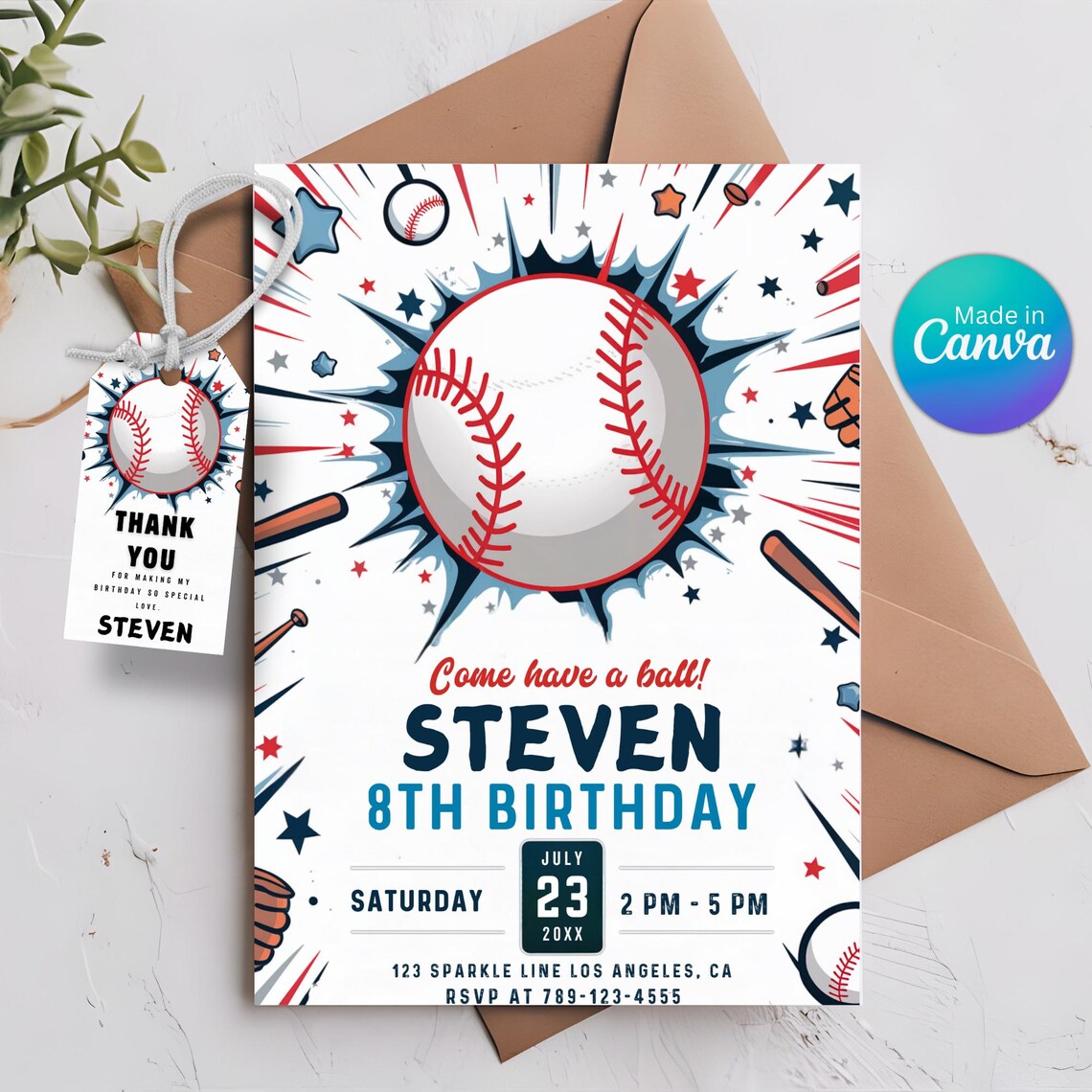 Editable Baseball Birthday Invitation, Baseball Party Invites, Instant ...
