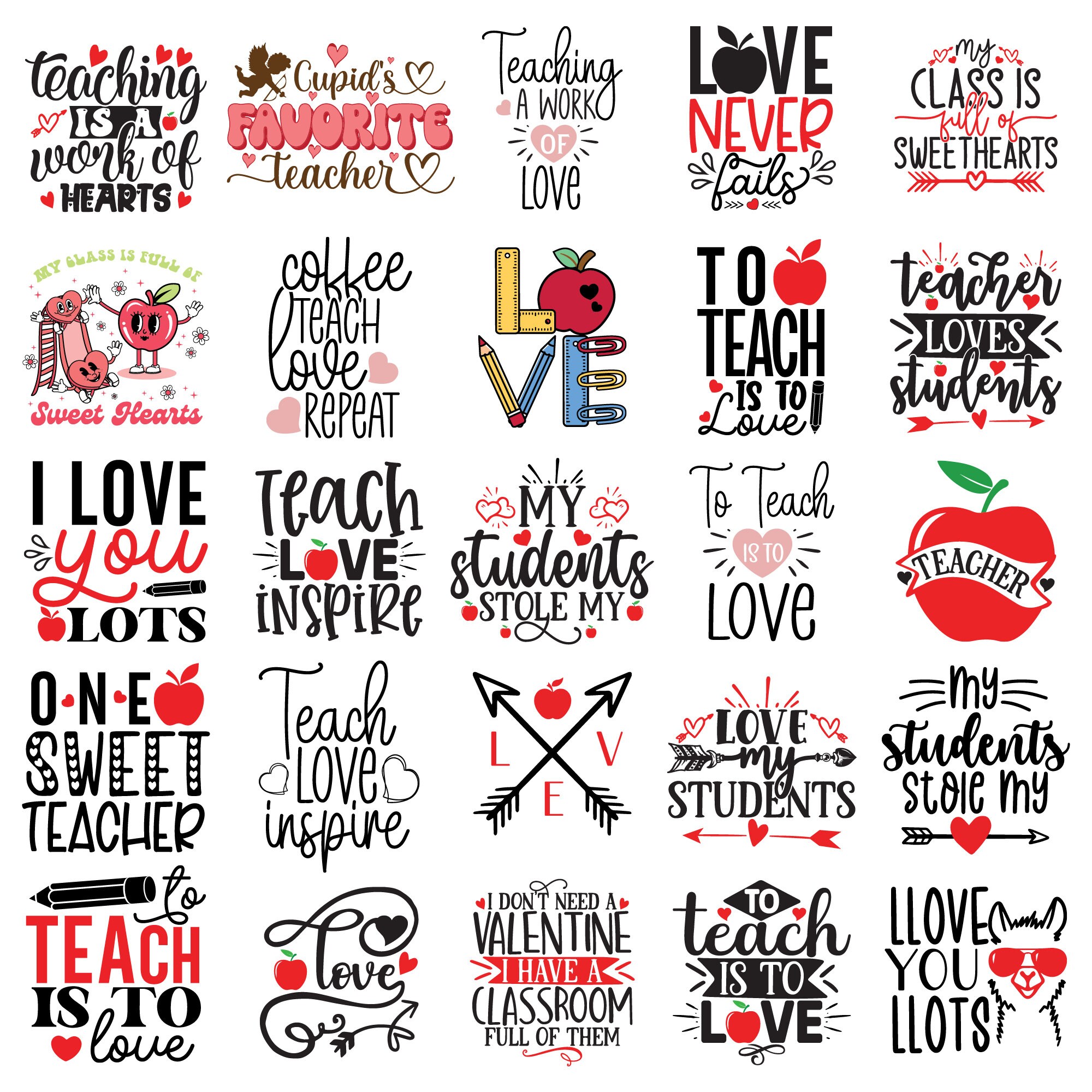 Teacher Valentine SVG Bundle, Teachers Love Rainbow Svg, Teaching ...