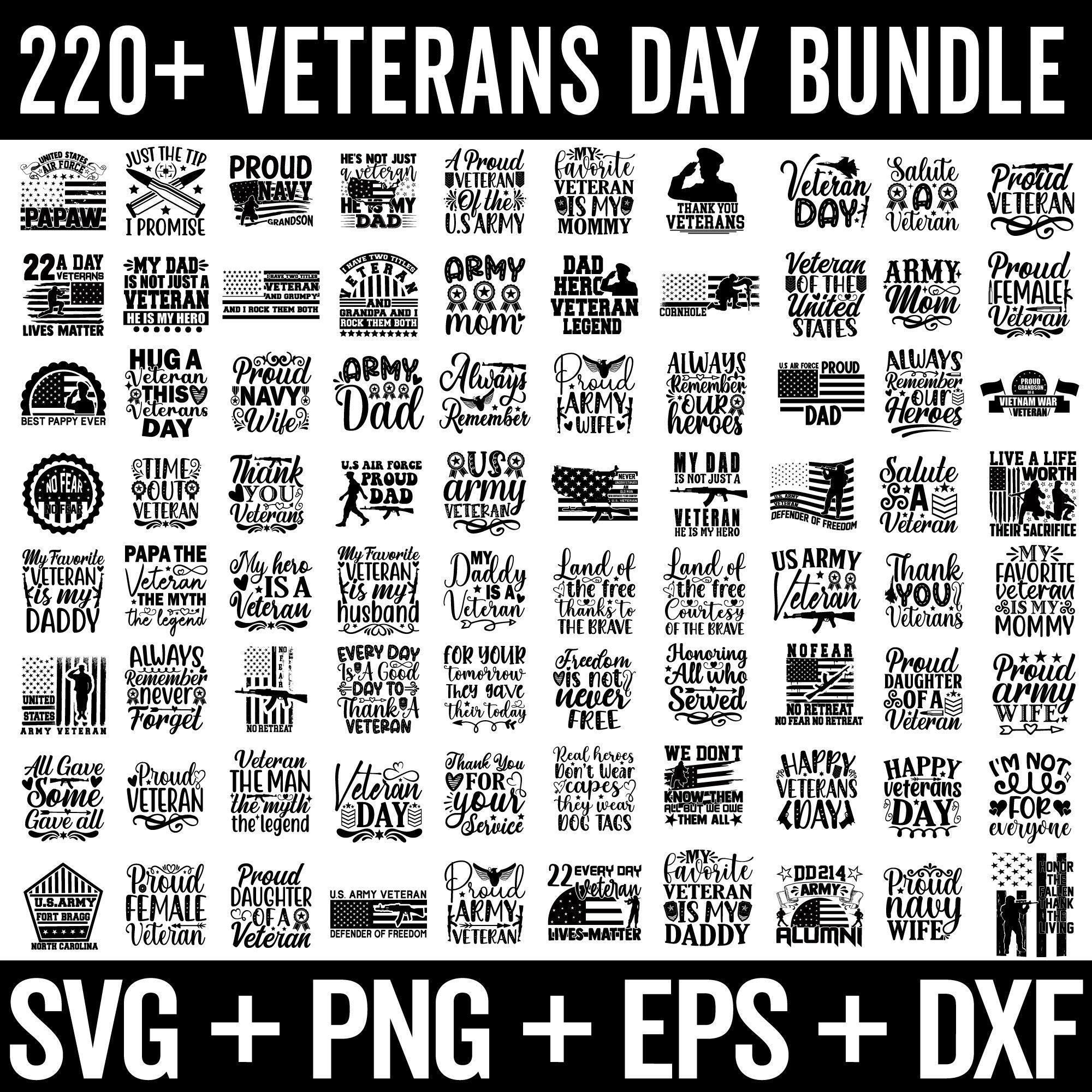 Veterans Day Svg Bundle, Military Svg. Veterans Day Quote PNG Svg ...