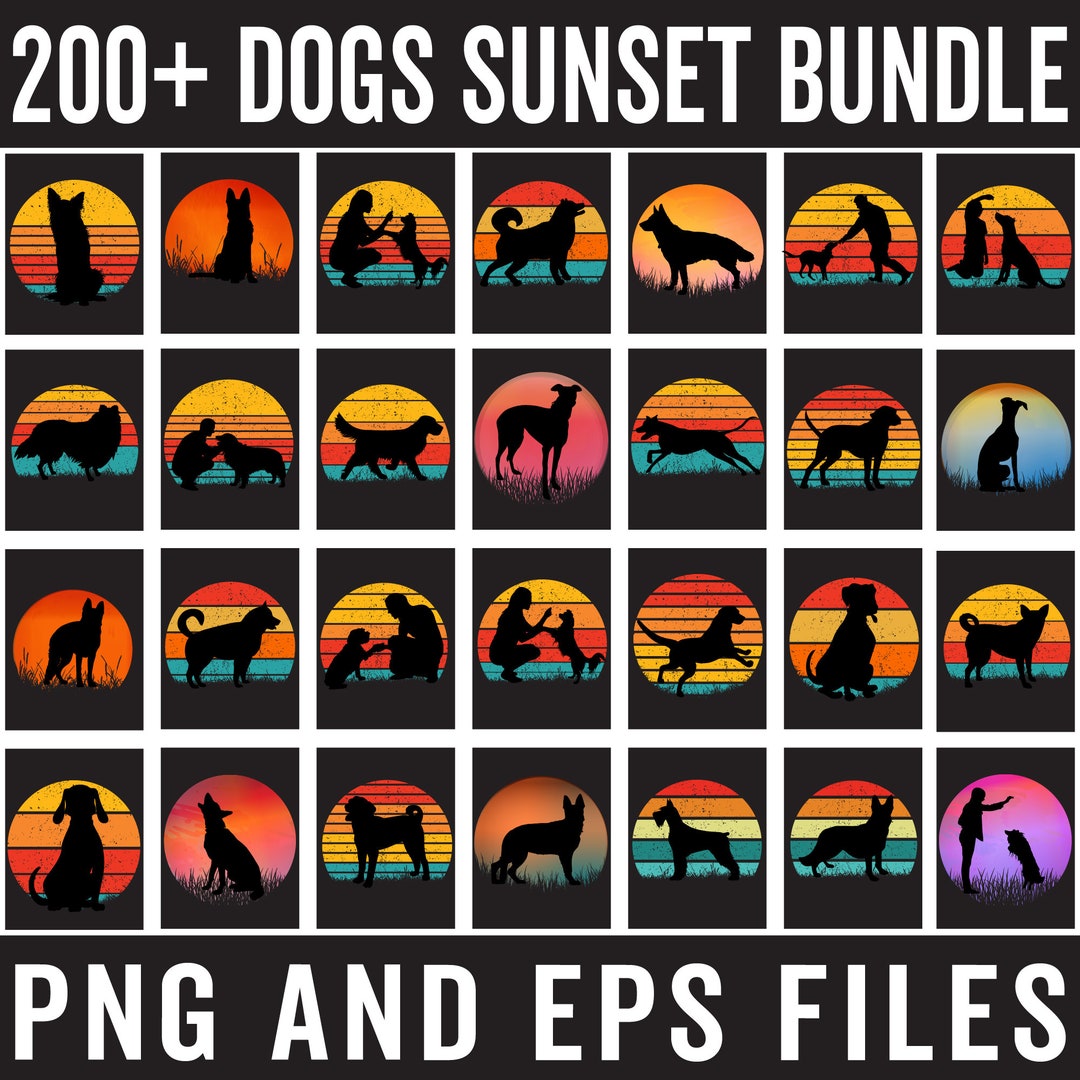 Dogs Sunset Retro Vintage Png Eps - Etsy