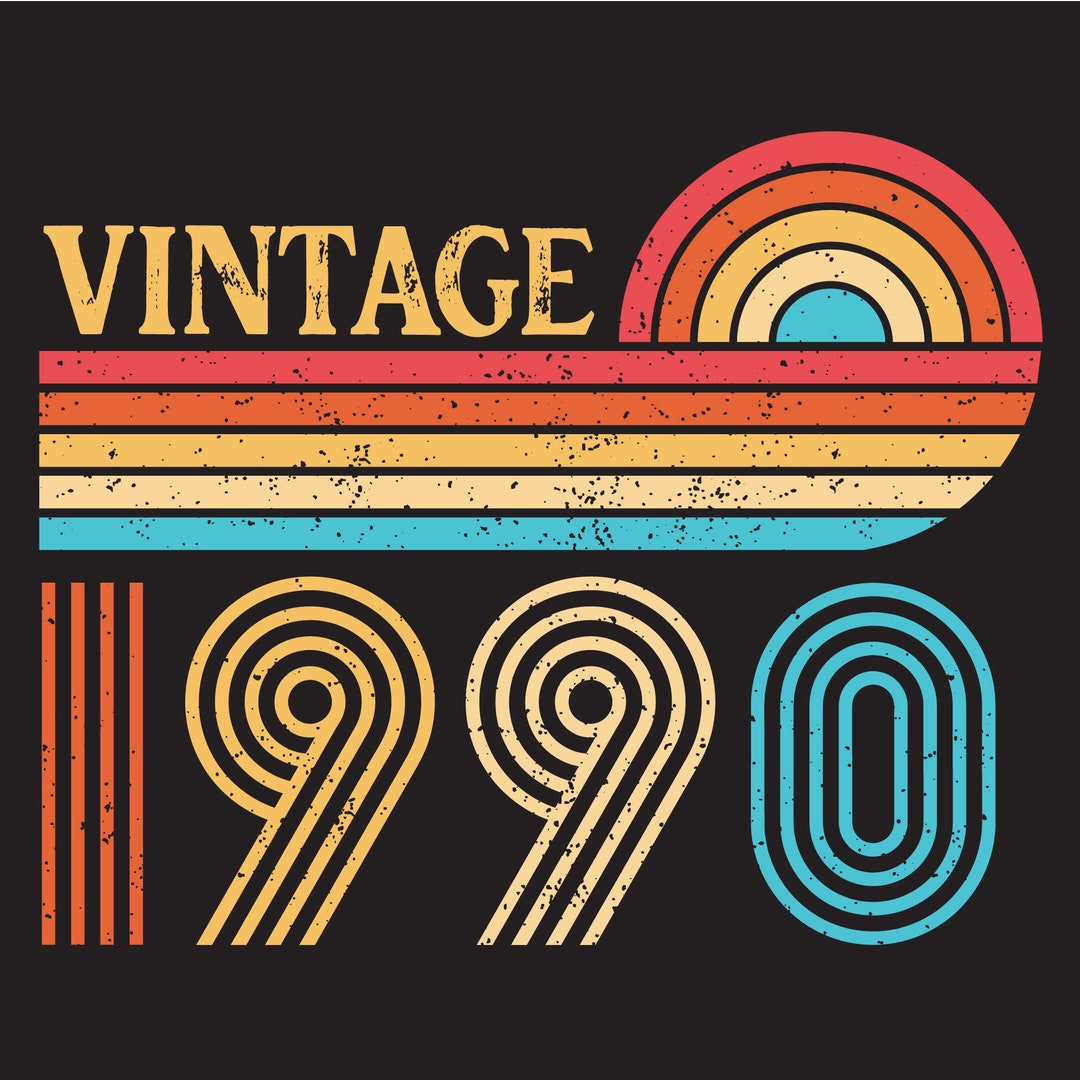 Vintage 1990 Svg, 1990 Birthday Svg, 34th Birthday Svg Png, Vintage ...