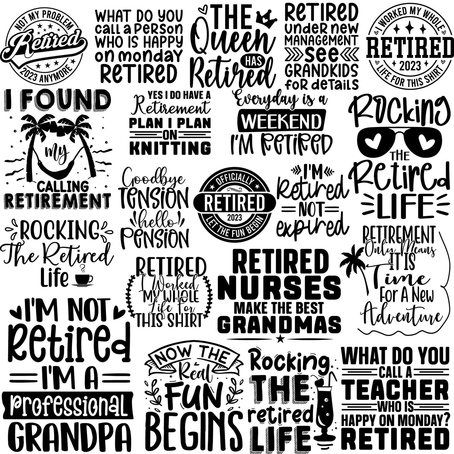 Retirement Svg Bundle, Retired Svg Files, Funny Retired Svg, Happy ...