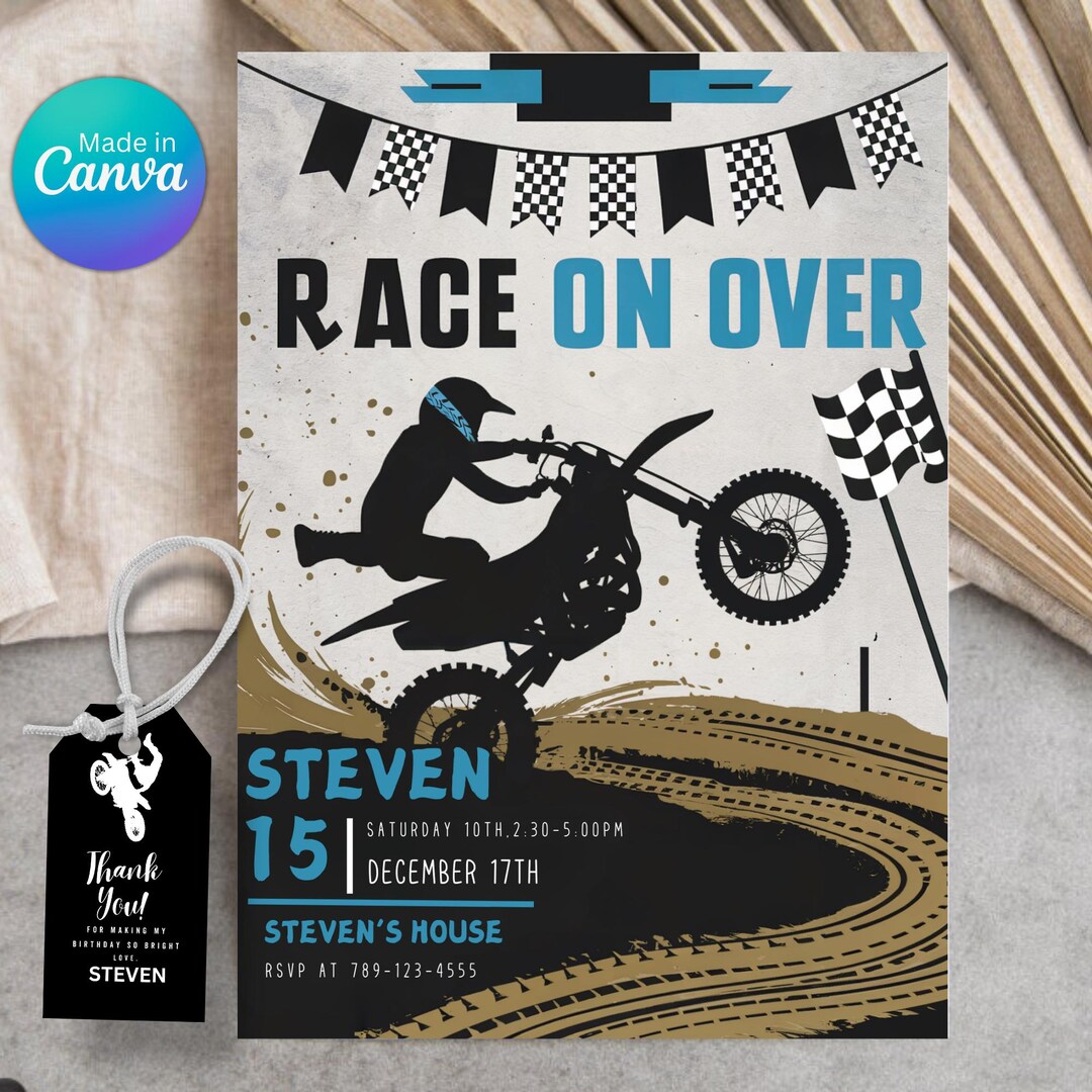 Editable Motorbike Invitation, Dirt Bike Invites, Motorbike Invitation ...
