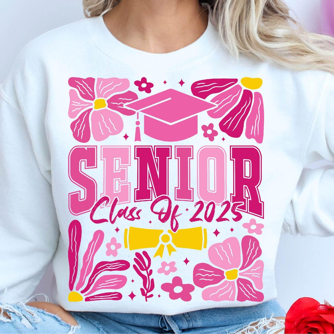 Senior Class of 2025 PNG | Coquette Pink Bow Design | Faux Glitter ...