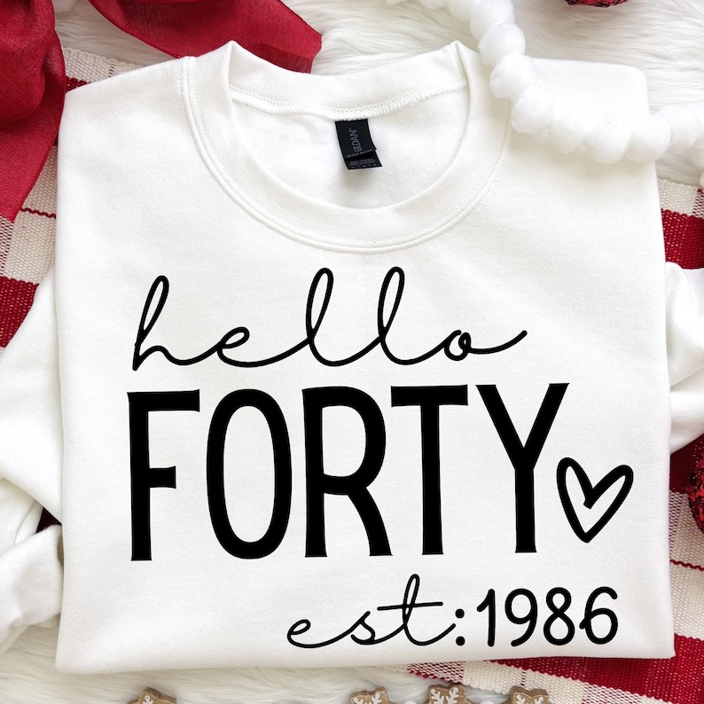 Hello Forty Svg, 40th Birthday Svg, Hello 40 Svg, Hello Forty Est 1986 ...