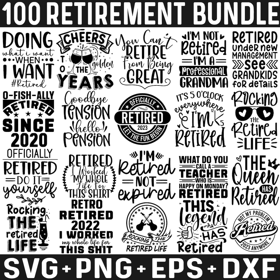 Retirement Svg Bundle, Retired Svg Files, Funny Retired Svg, Happy ...