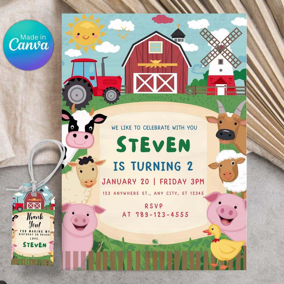 Editable Farm Birthday Invitation,farm Invitation,instant Download Farm ...