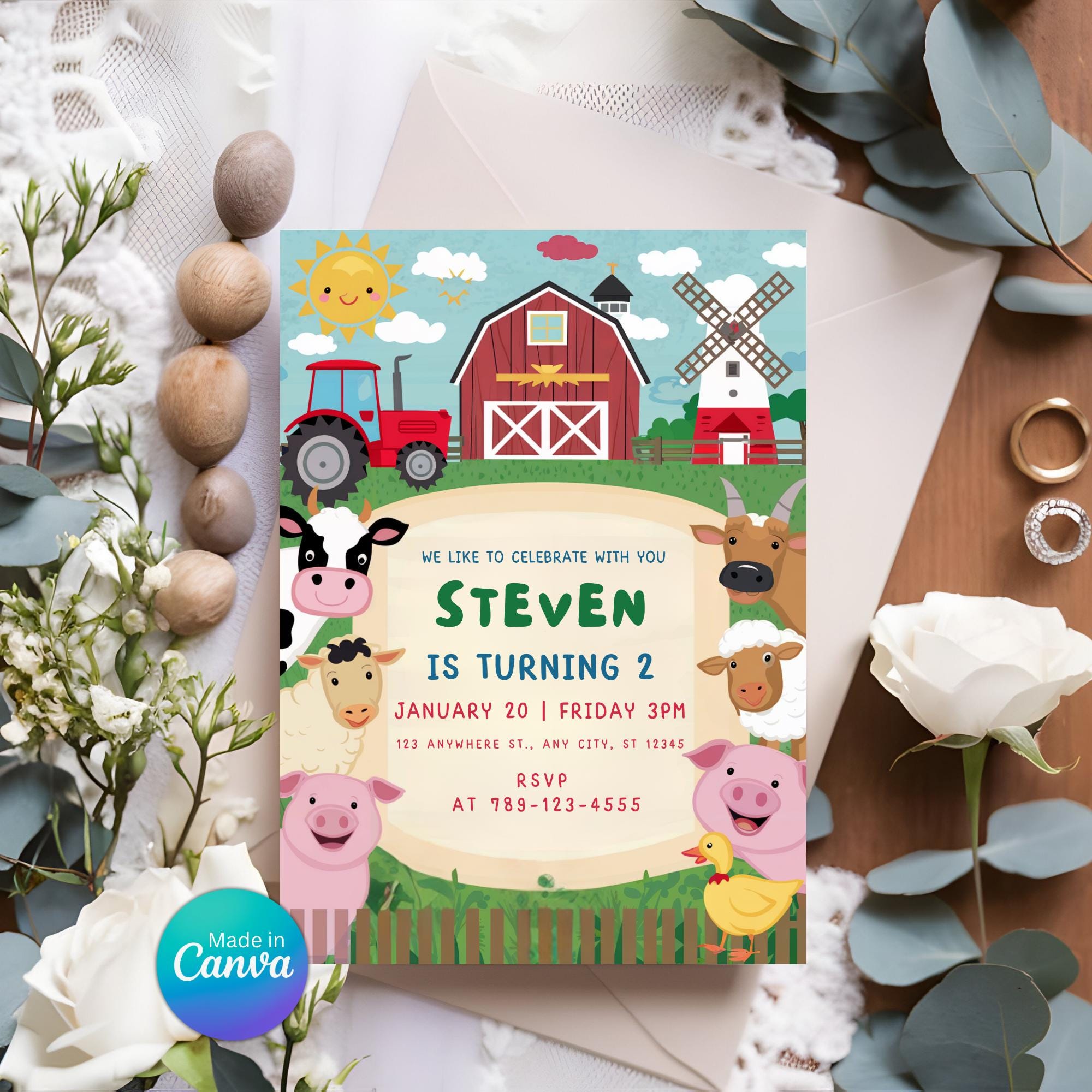 Editable Farm Birthday Invitation,farm Invitation,instant Download Farm ...