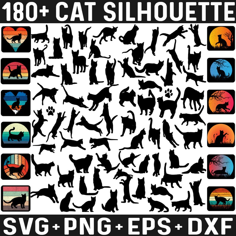 Cat Silhouette SVG Cat Head Svg Cat Face Svg Cat Cut Files - Etsy