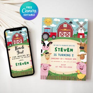 Editable Farm Birthday Invitation,farm Invitation,instant Download Farm ...