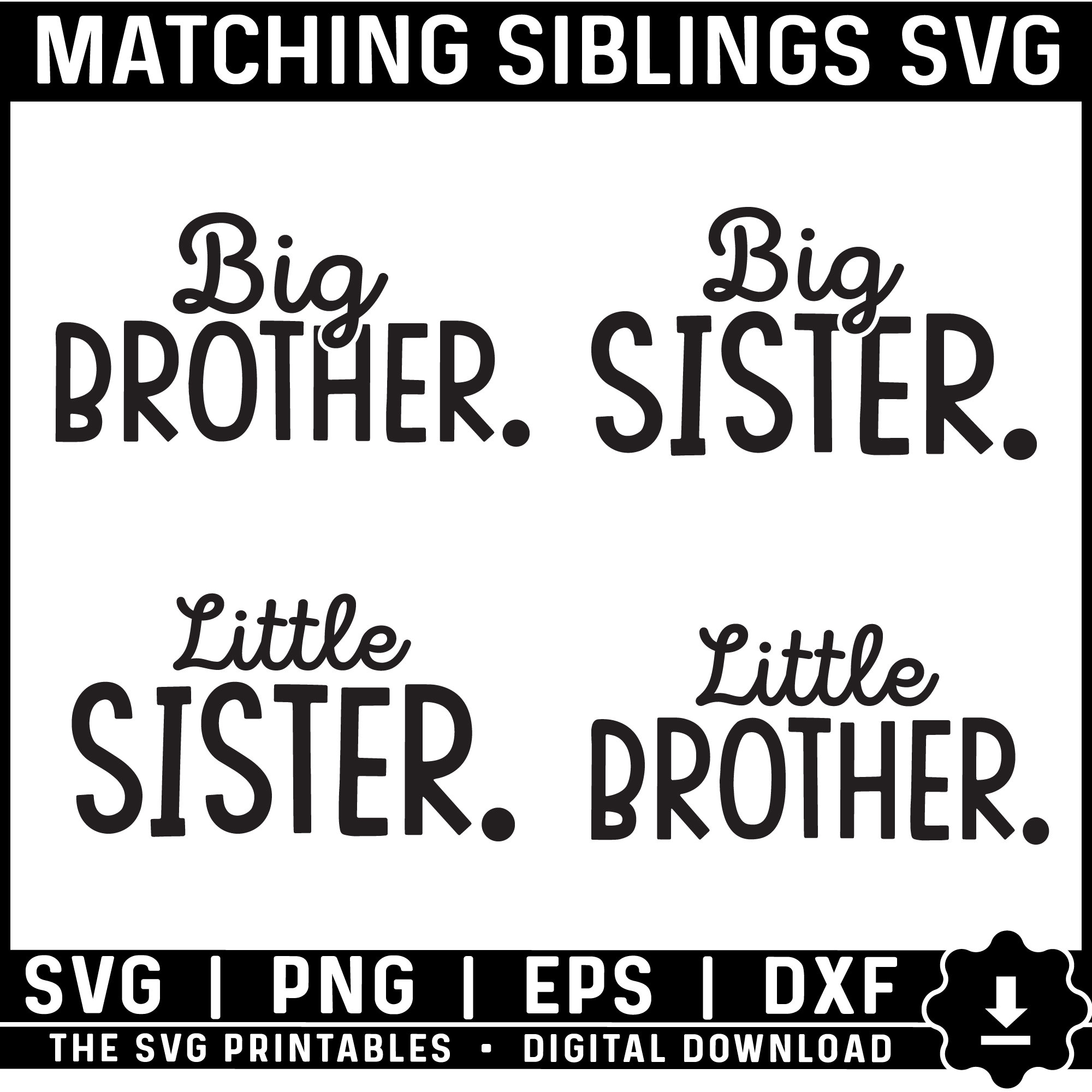 Matching Siblings Svg, Big Brother Svg, Little Brother Svg, Big Sister ...