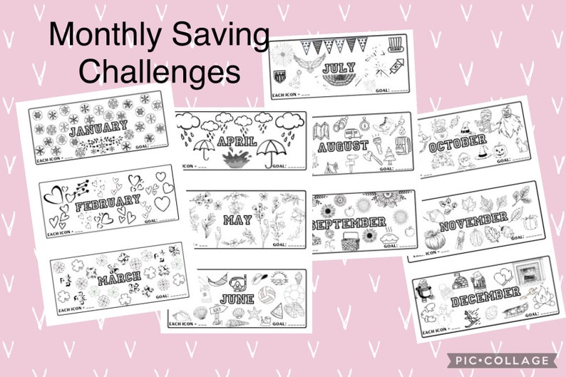 12 Months Mini-saving Challenges: Printable A6 - You Set the Amount for ...