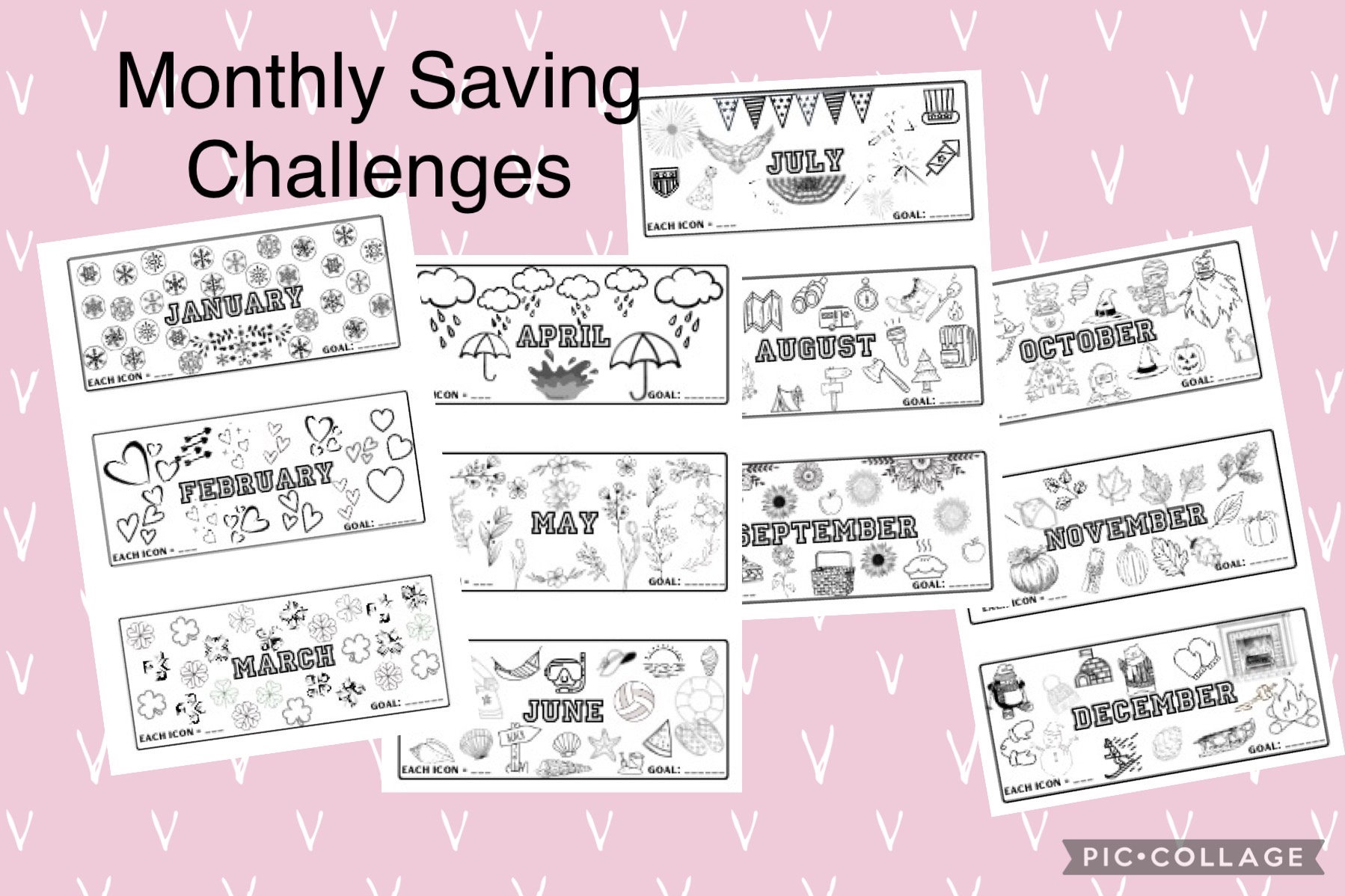 12 Months Mini-saving Challenges: Printable A6 - You Set the Amount for ...