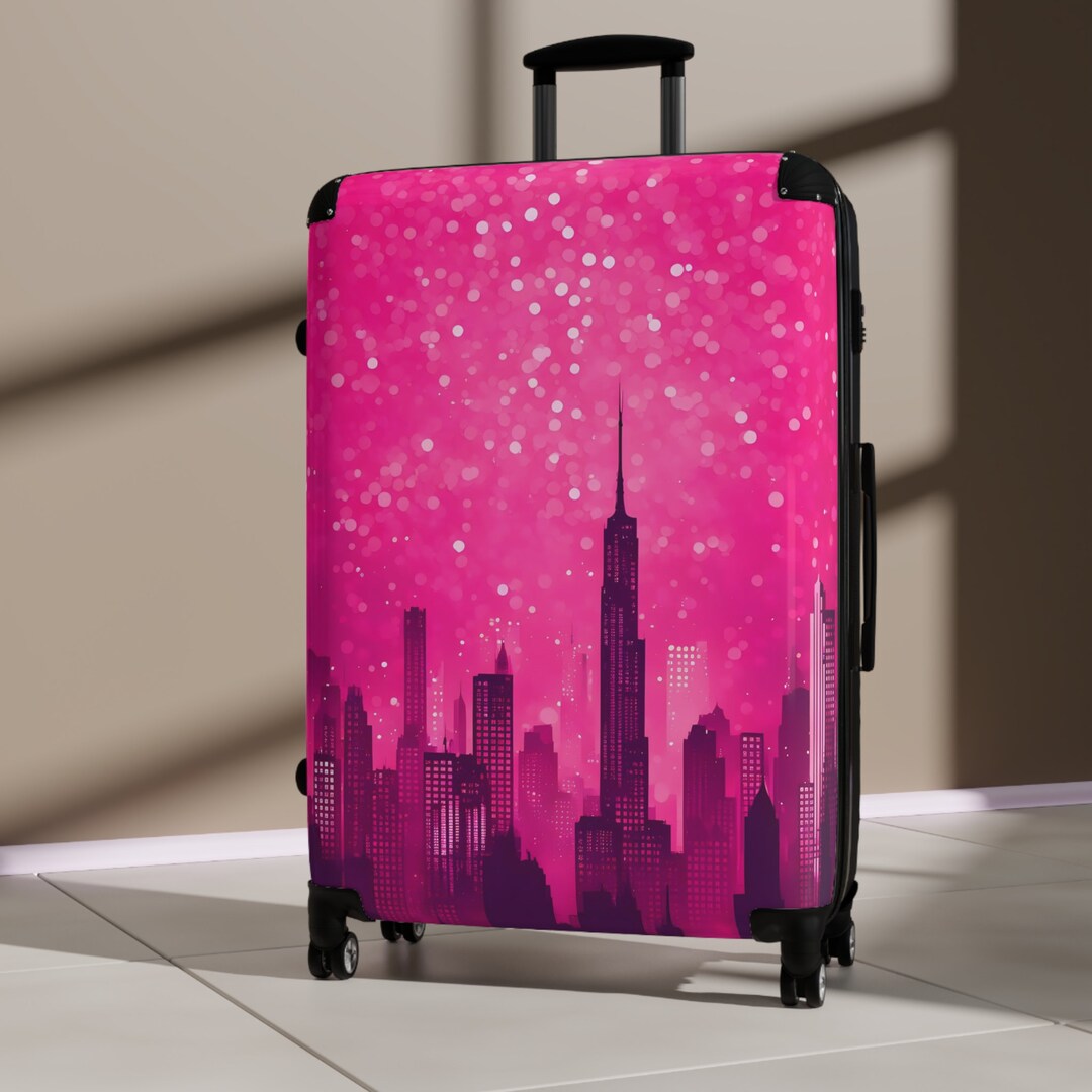 Pink Skyline Suitcase - Etsy