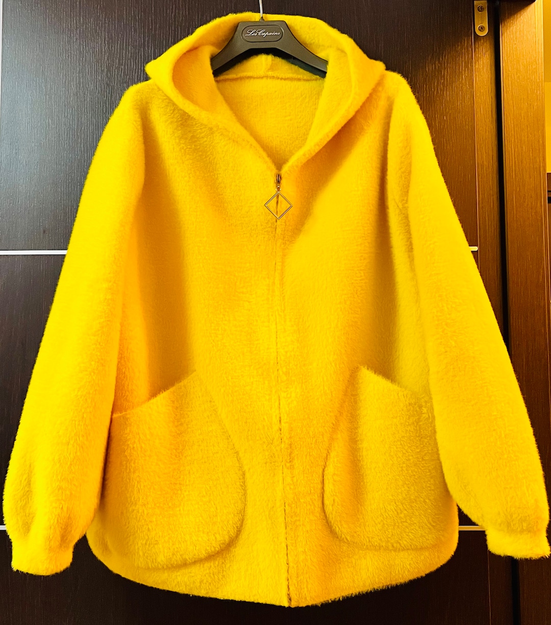 Hooded Woman Fleece Jacket Yellow Size L Etsy