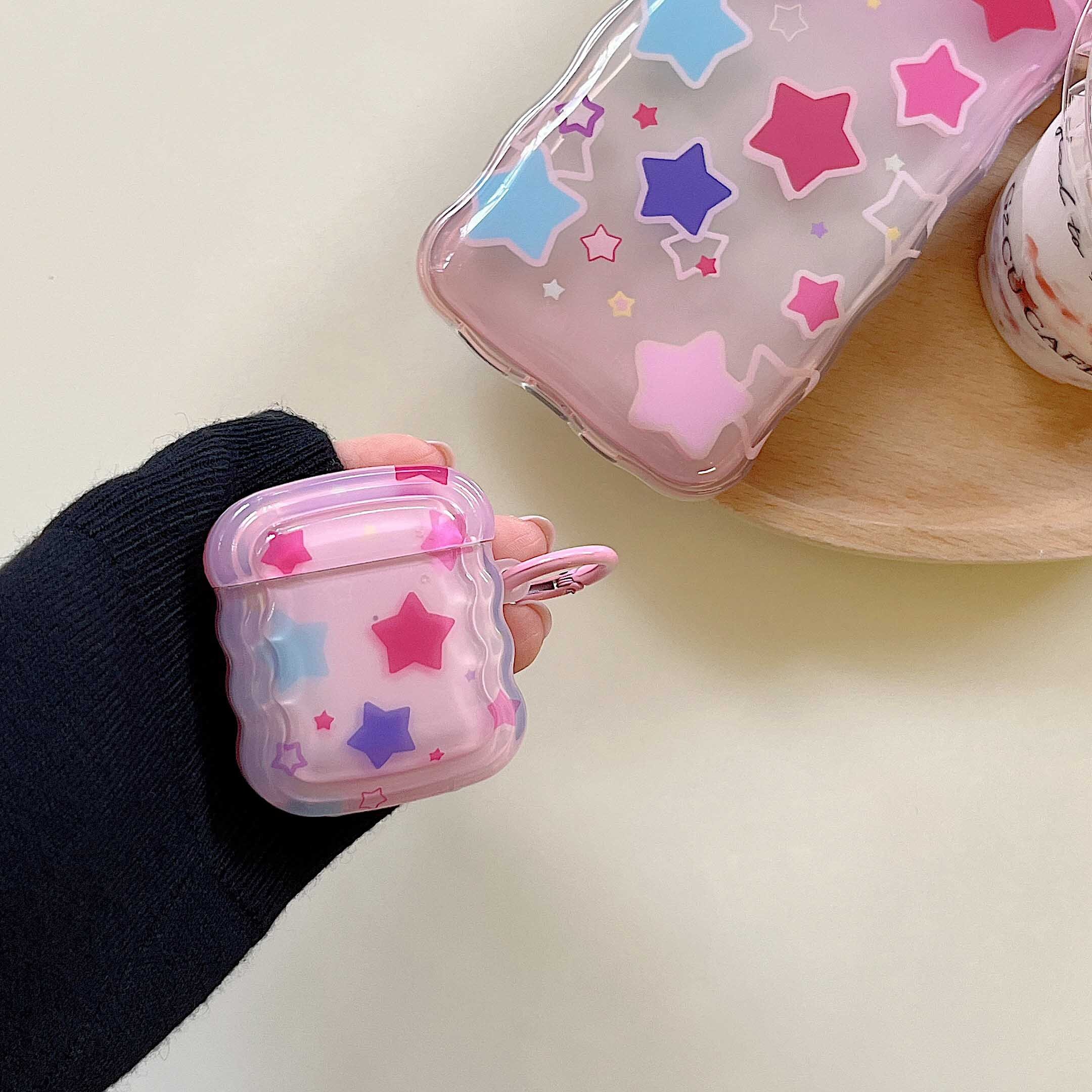 Y2K Aesthetic Stars Wavy Airpods Case With Adorable Keyring - Etsy