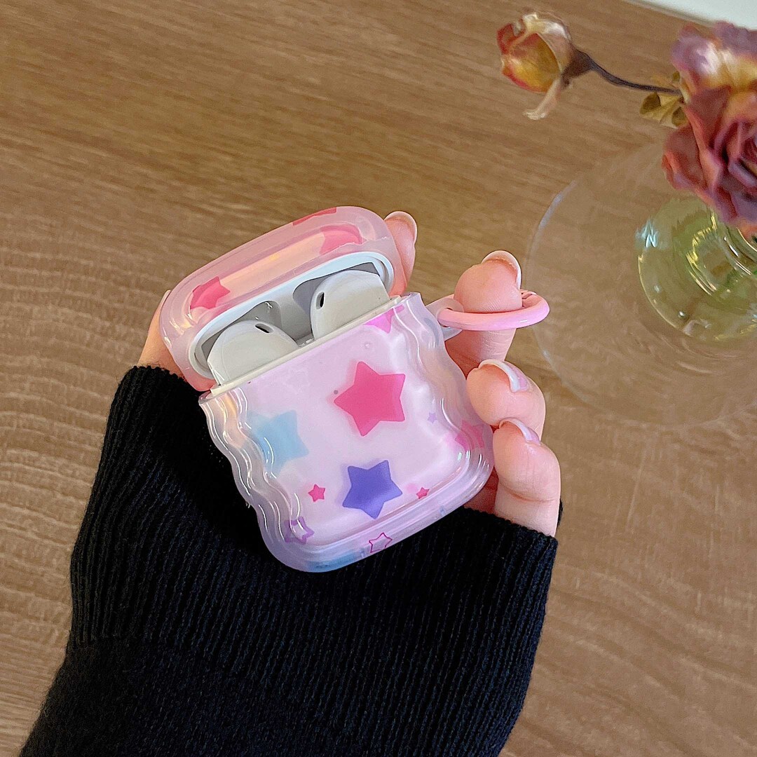 Y2K Aesthetic Stars Wavy Airpods Case With Adorable Keyring - Etsy