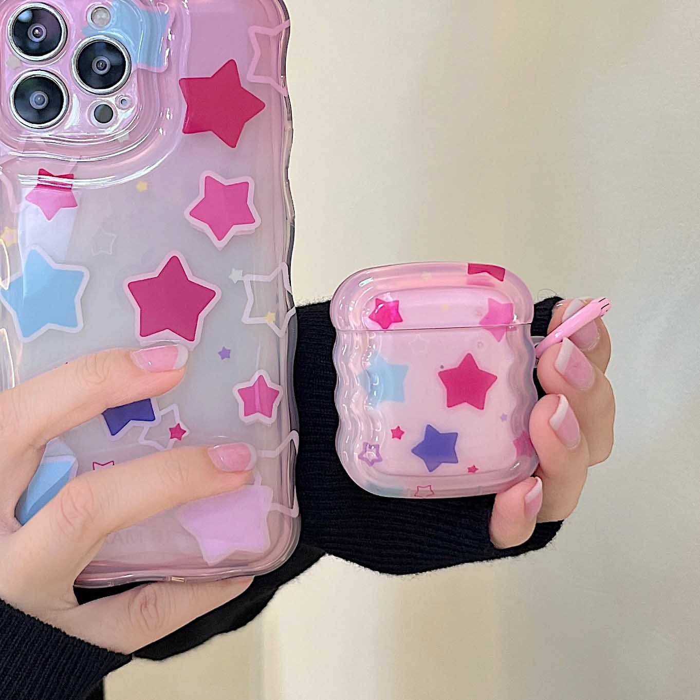 Y2K Aesthetic Stars Wavy Airpods Case With Adorable Keyring - Etsy