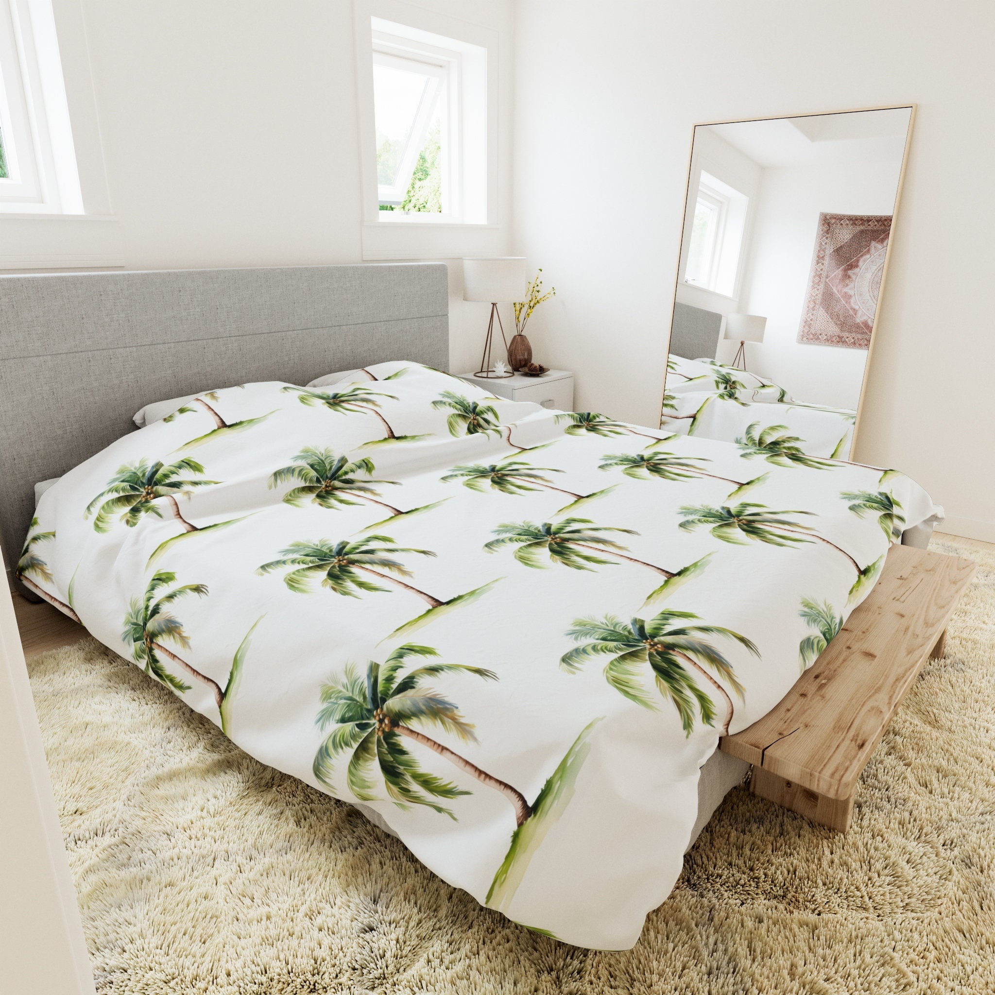 Palm Tree Duvet Cover Bedspread Palm Tree Duvet Bedding for - Etsy