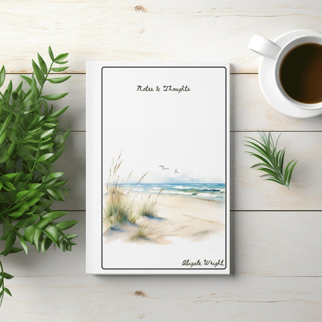 Personalized Hardcover Notebook Watercolor Beach Scene Journal ...