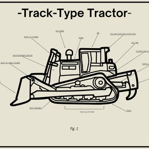 Bulldozer Track Type Tractor Schematic Print Diagram Perfect for Office ...