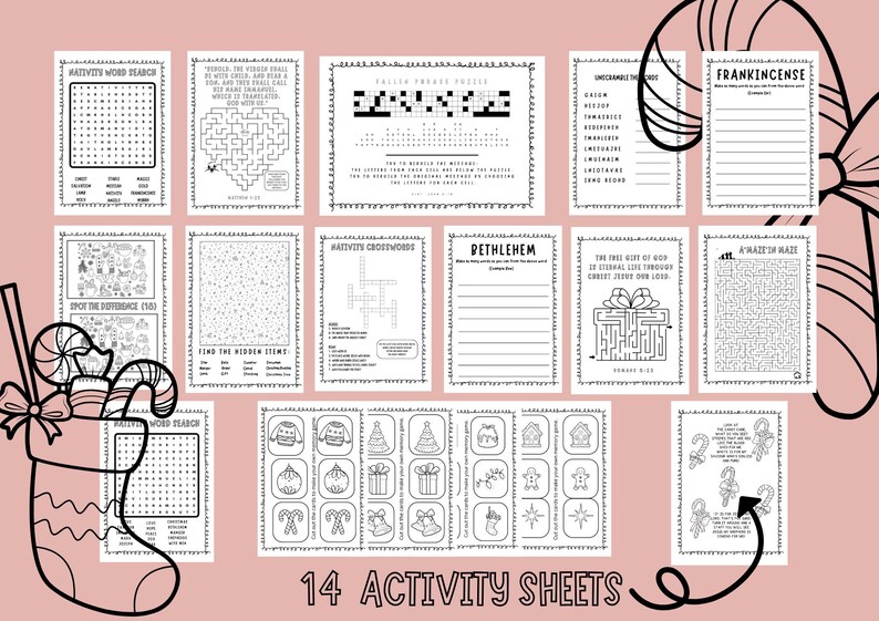 Christmas Bible Activity Bundle: 34 Kids Coloring Pages (PDF) - Etsy
