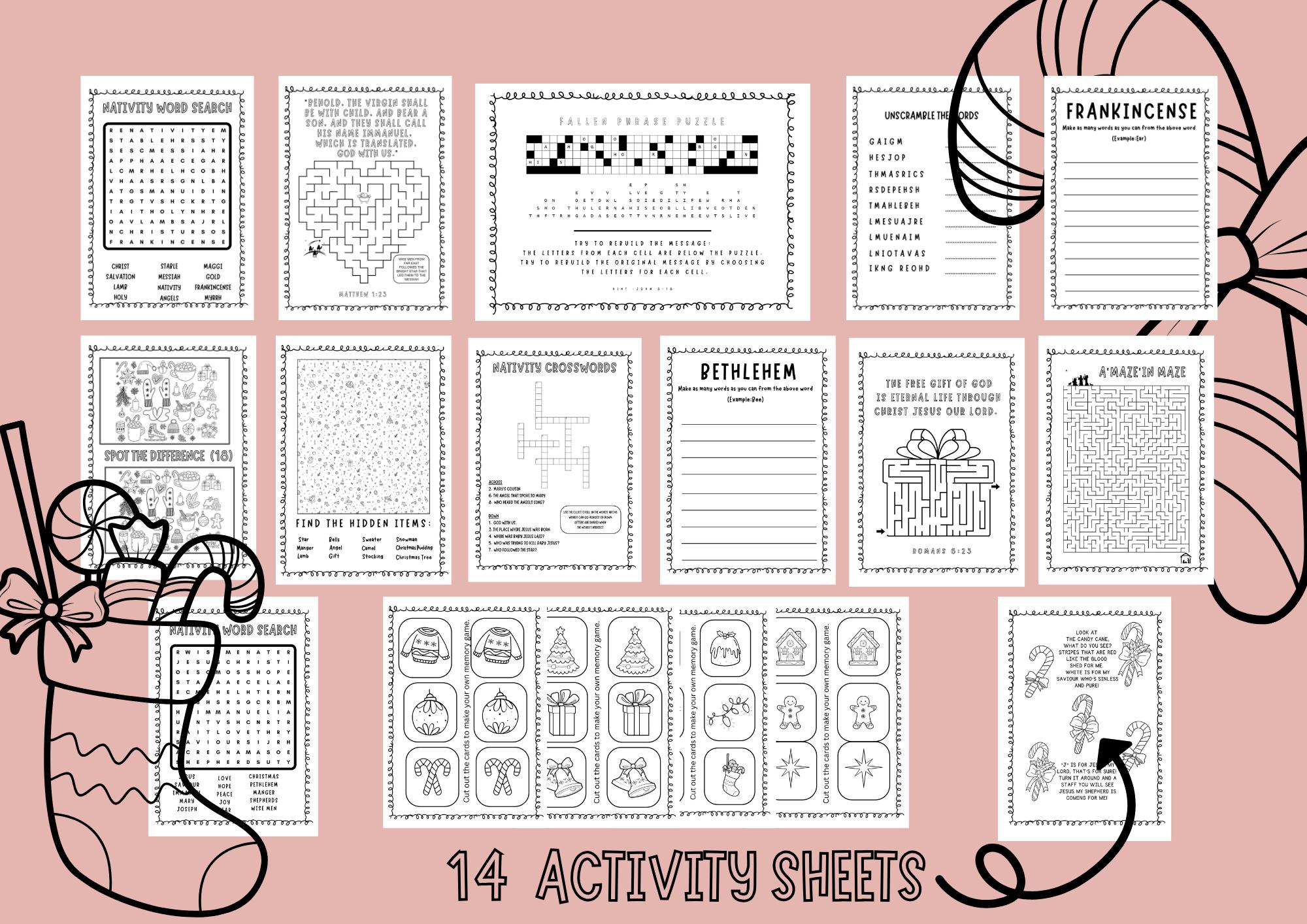 Christmas Bible Activity Bundle: 34 Kids Coloring Pages (PDF) - Etsy