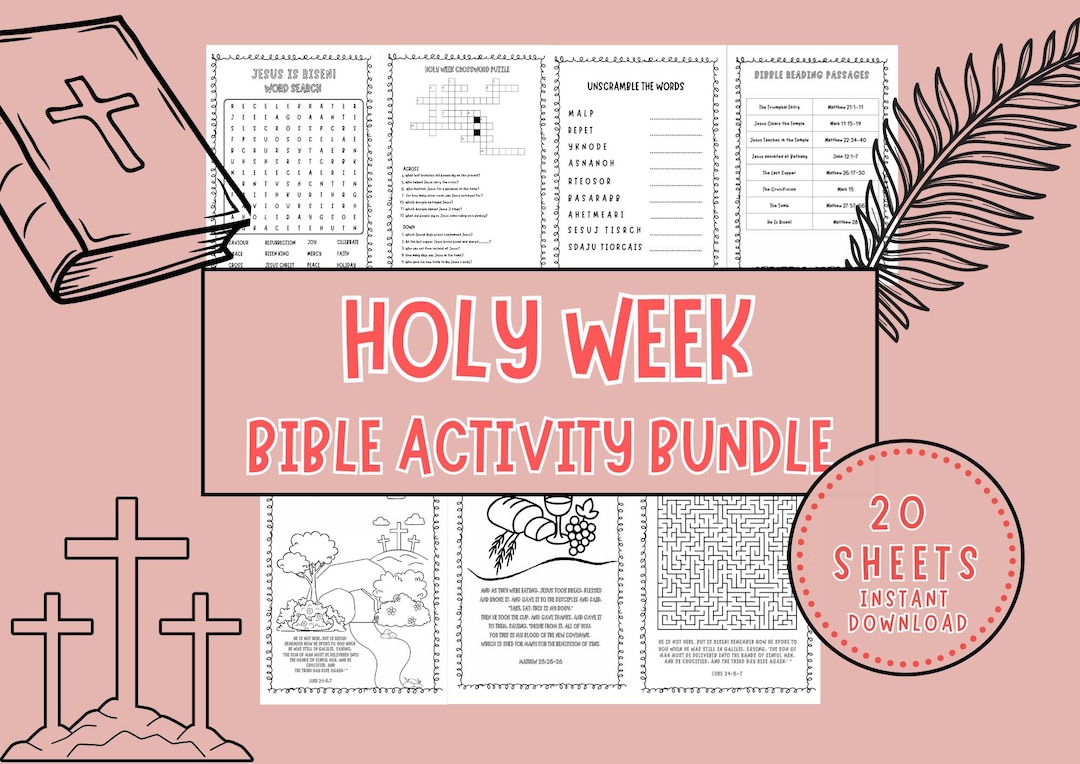 Holy Week Bible Activity Bundle Including Coloring Pages, Christian ...