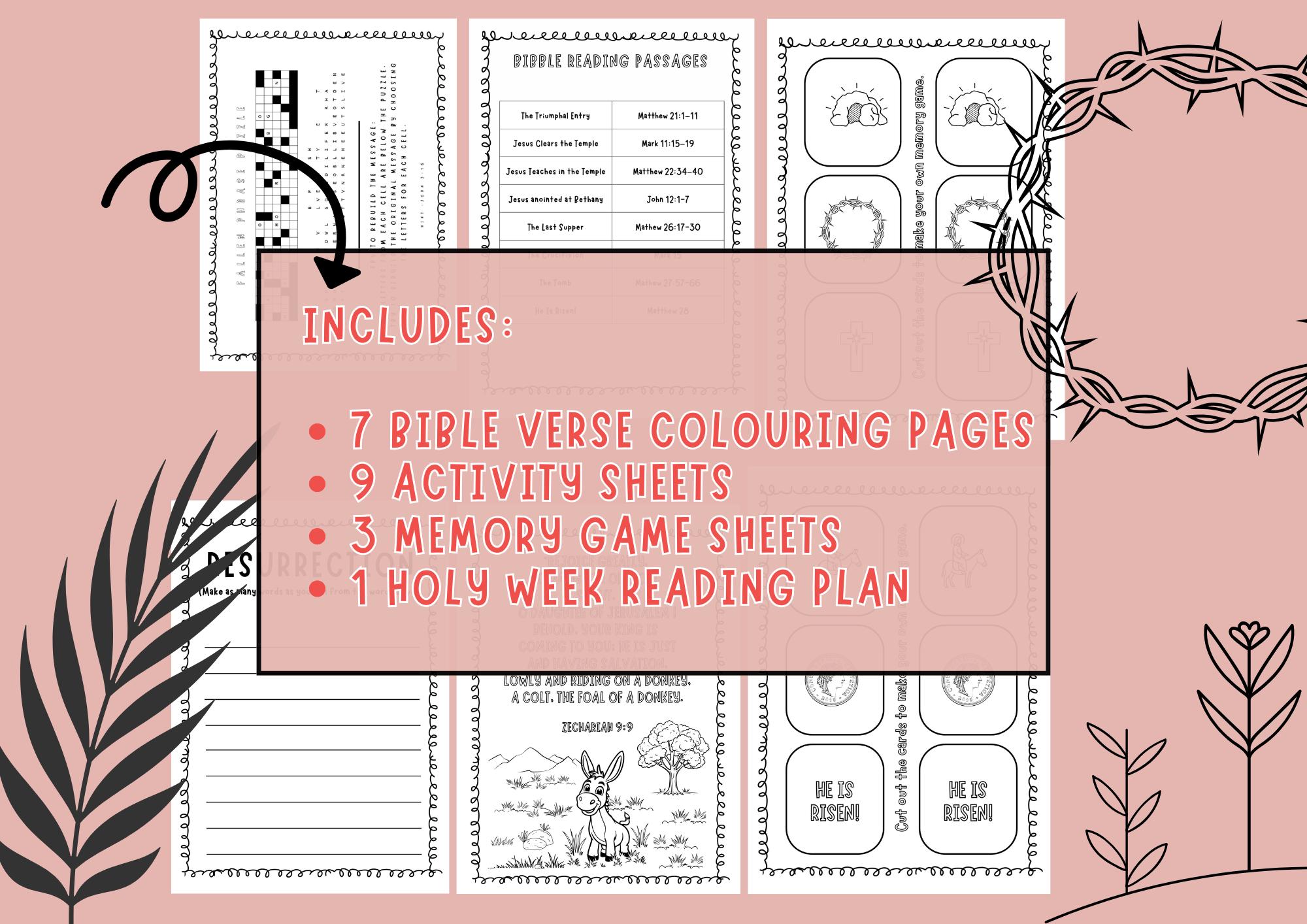 Holy Week Bible Activity Bundle Including Coloring Pages, Christian ...